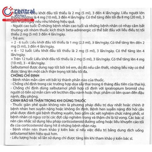 [CHÍNH HÃNG] Thuốc Sallet 2mg/5ml điều trị hen phế quản hiệu quả