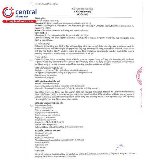 [CHÍNH HÃNG] Thuốc Samnir 500 - không còn là nỗi lo nhiễm khuẩn
