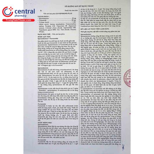 [CHÍNH HÃNG] Thuốc SaviSpirono-Plus 50/20 điều trị tăng huyết áp