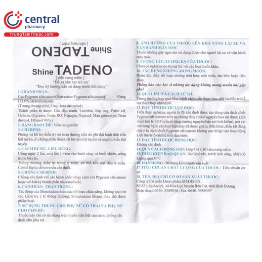 Thuốc Shine TADENO hỗ trợ điều trị rối loạn tiền liệt tuyến.