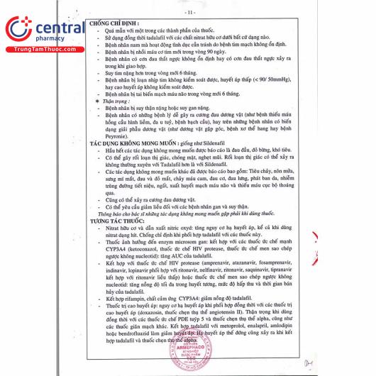 [CHÍNH HÃNG] Thuốc Tadalafil 20mg Armephaco trị rối loạn cương dương