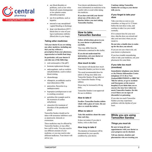 Thuốc Tamoxifen Sandoz 10mg - Thuốc điều trị nhiều bệnh ung thư