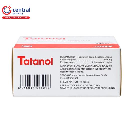 [CHÍNH HÃNG] Thuốc Tatanol 500mg: Giảm đau hạ sốt hiệu quả