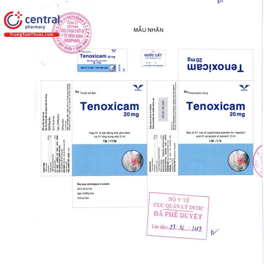 [CHÍNH HÃNG] Thuốc Tenoxicam 20mg Inj Bidiphar trị viêm xương khớp