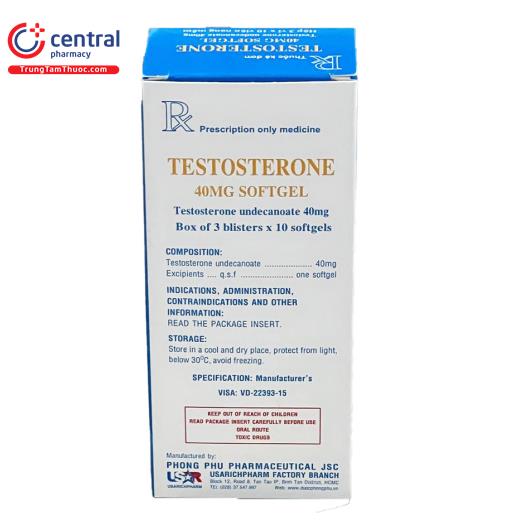 [CHÍNH HÃNG] Thuốc Testosterone 40mg Softgel thay thế Testosterone