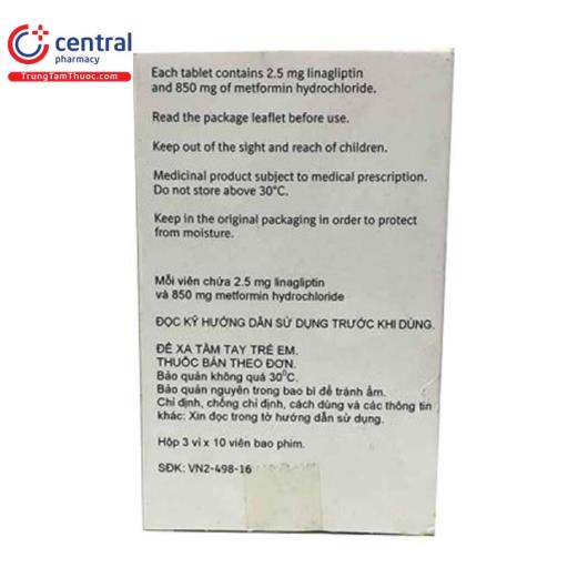 Thuốc Trajenta Duo 2.5mg/850mg hộp 30 viên trị bệnh đái tháo đường