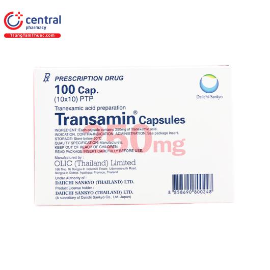 [CHÍNH HÃNG] Thuốc Transamin Capsuales 250mg ức chế tiêu fibrin huyết