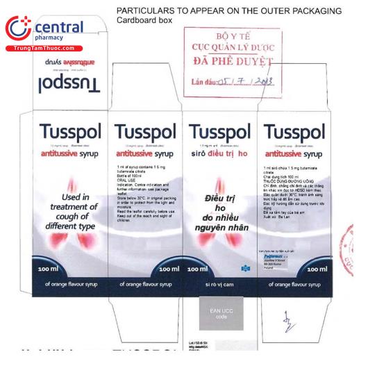[CHÍNH HÃNG] Thuốc ho Tusspol điều trị triệu chứng ho do thời tiết