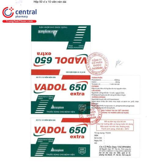[CHÍNH HÃNG] Thuốc Vadol 650 extra điều trị các cơn đau