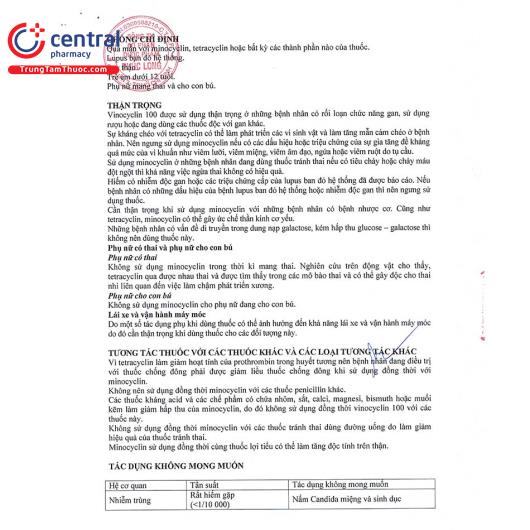 [CHÍNH HÃNG] Thuốc Vinocyclin 100 điều trị mụn trứng cá hiệu quả