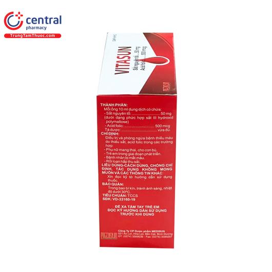 [CHÍNH HÃNG] Thuốc Vitasun 50mg (Medisun) bổ sung sắt và acid folic
