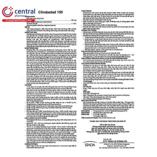Thuốc Clindastad 150mg - điều trị nhiễm khuẩn: tác dụng và cách dùng