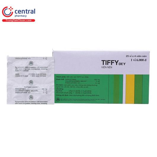 Thuốc Tiffy Dey (25 vỉ x 4 viên): Chỉ định, liều dùng & lưu ý sử dụng