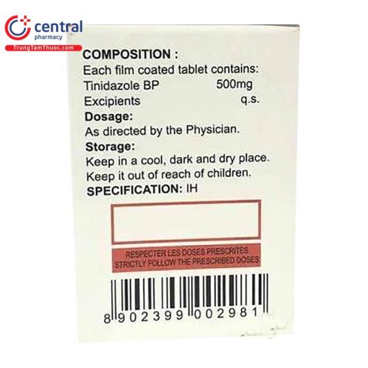 Thuốc Tinidazole Tablets 500mg Brawn: chỉ định, lưu ý khi sử dụng