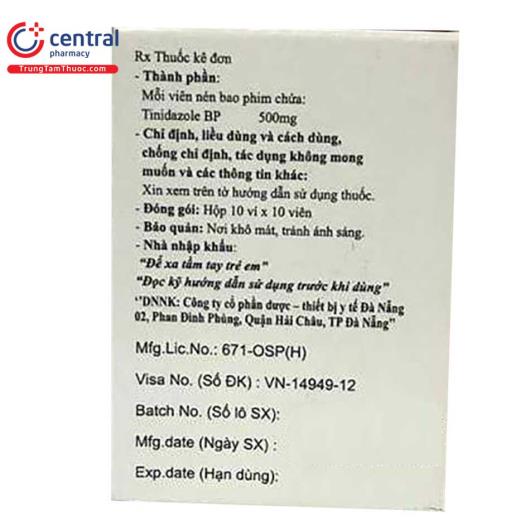 Thuốc Tinidazole Tablets 500mg Brawn: chỉ định, lưu ý khi sử dụng