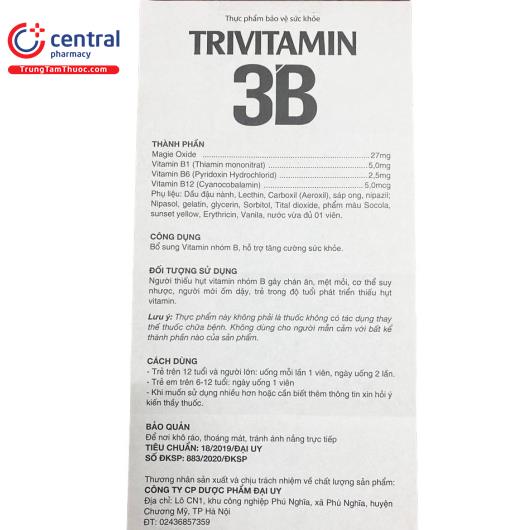 [CHÍNH HÃNG] TriVitamin 3B Đại Uy bổ sung vitamin B