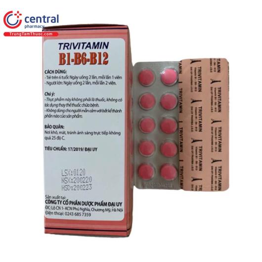 Thuốc Trivitamin B1-B6-B12: Bổ sung vitamin cho cơ thể