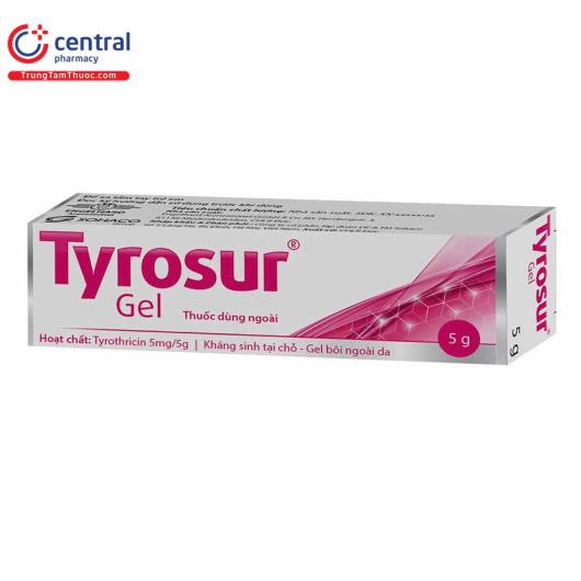 Thuốc Tyrosur Gel 5mg/5g điều trị, ngăn ngừa nhiễm khuẩn vết thương