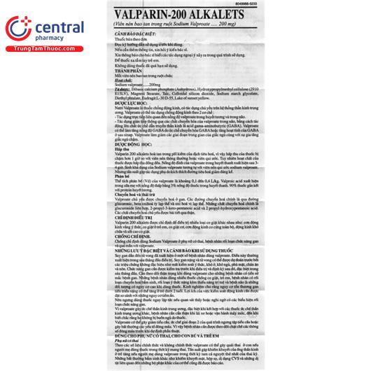Thuốc điều trị động kinh Valparin-200 Alkalets: tác dụng, liều dùng