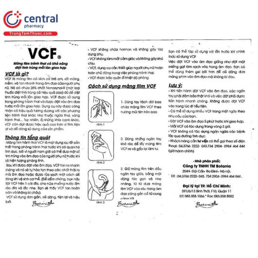 [CHÍNH HÃNG] Màng phim tránh thai VCF: tác dụng, cách dùng, giá bán