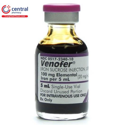 Thuốc truyền tĩnh mạch Venofer 20mg/ml ( lọ 5ml ) điều trị thiếu sắt