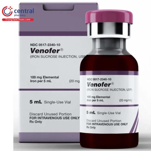 Thuốc truyền tĩnh mạch Venofer 20mg/ml ( lọ 5ml ) điều trị thiếu sắt