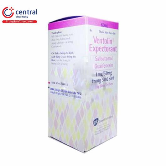 Thuốc Ventolin Expectorant làm long đờm, giãn đường thở giúp dễ thở