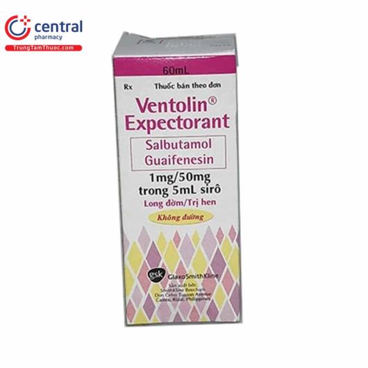 Thuốc Ventolin Expectorant làm long đờm, giãn đường thở giúp dễ thở