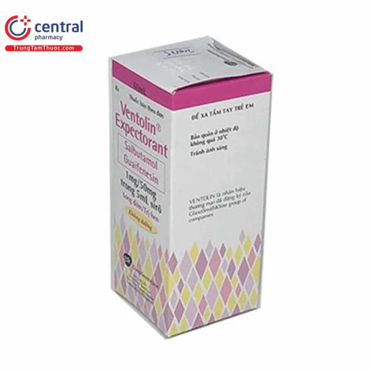 Thuốc Ventolin Expectorant làm long đờm, giãn đường thở giúp dễ thở