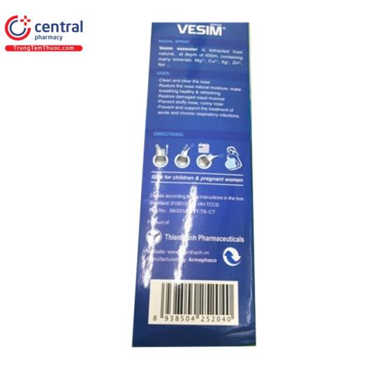 Thuốc Vesim Người Lớn 100ml màu xanh: xịt mũi sát khuẩn, chống viêm
