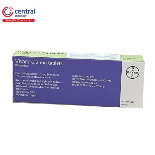 Thuốc Visanne 2mg tablets (Dienogest) điều trị nội mạc tử cung