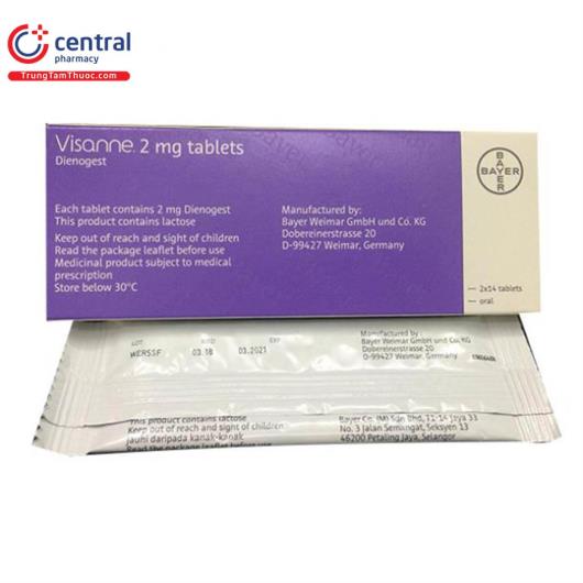 Thuốc Visanne 2mg tablets (Dienogest) điều trị nội mạc tử cung