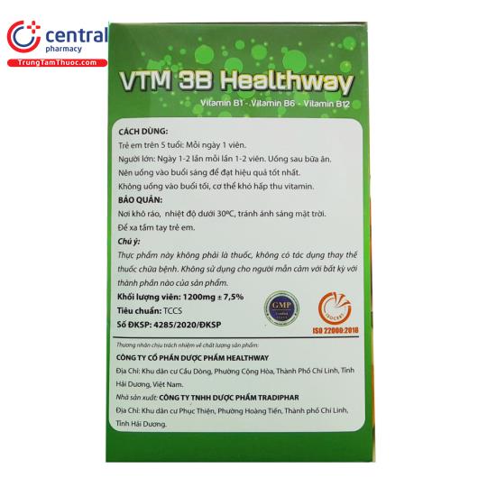 [CHÍNH HÃNG] VTM 3B Healthway cung cấp vitamin B1, B6, B12