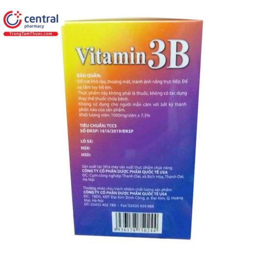[CHÍNH HÃNG] Thuốc Vitamin 3B US Pharma USA cung cấp vitamin B