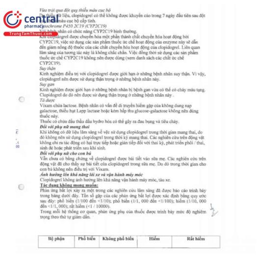 Thuốc Vixam 75mg chứa Clopidogrel 75mg dự phòng huyết khối động mạch