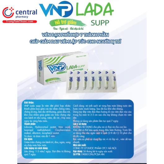 [Chính hãng] Thuốc VNP Lada Supp- viên đặt cho người bị trĩ