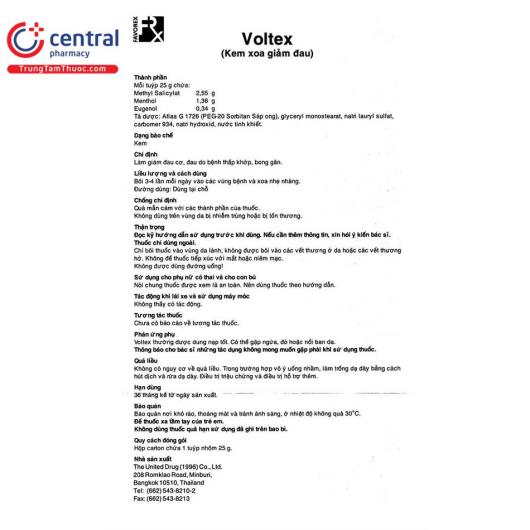 Thuốc Voltex giảm đau cơ, đau gân: tác dụng, cách dùng, giá bán