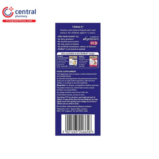 Wellkid Multi-Vitamin Liquid bổ sung dưỡng chất cho trẻ từ 4-12 tuổi