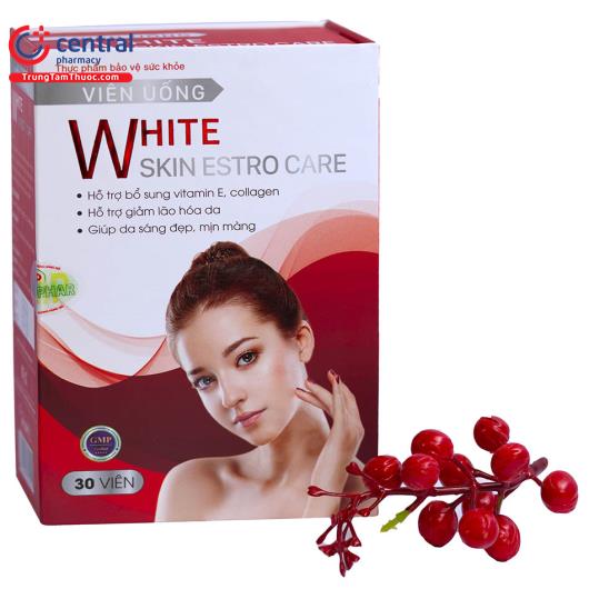 Viên uống trắng da White Skin Estro Care trị nám, tàn nhang