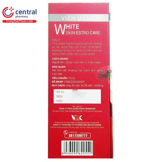 Viên uống trắng da White Skin Estro Care trị nám, tàn nhang