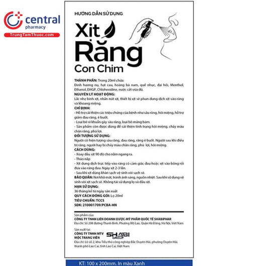 [CHÍNH HÃNG] Xịt Răng Con Chim 20 ml ngăn ngừa sâu răng, hôi miệng