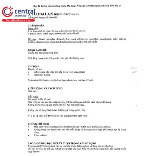 Thuốc nhỏ mũi Xylobalan Nasal Drop 0,05% điều trị ngạt mũi, sổ mũi