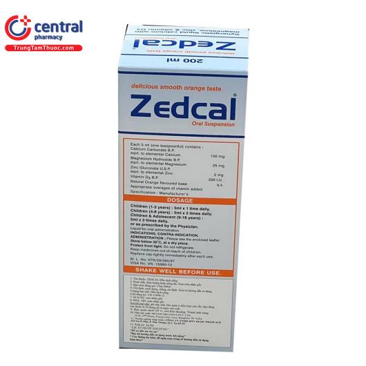 Siro Zedcal 100ml - Bổ sung calci, kẽm, magie, phòng ngừa còi xương