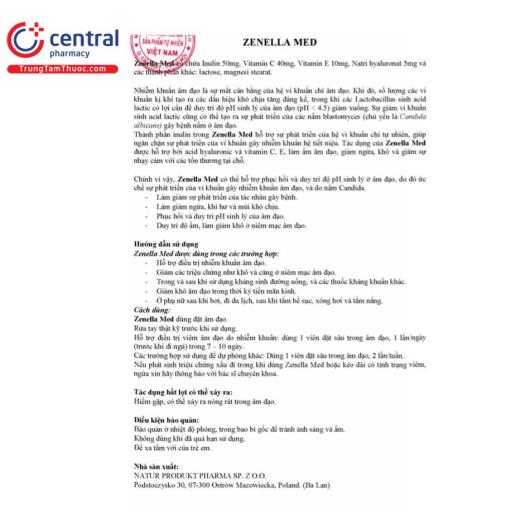 [CHÍNH HÃNG] Thuốc Zenella MED điều trị nhiễm khuẩn đường âm đạo