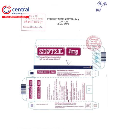 Thuốc Zestril 5mg - thuốc điều trị cao huyết áp của AstraZeneca