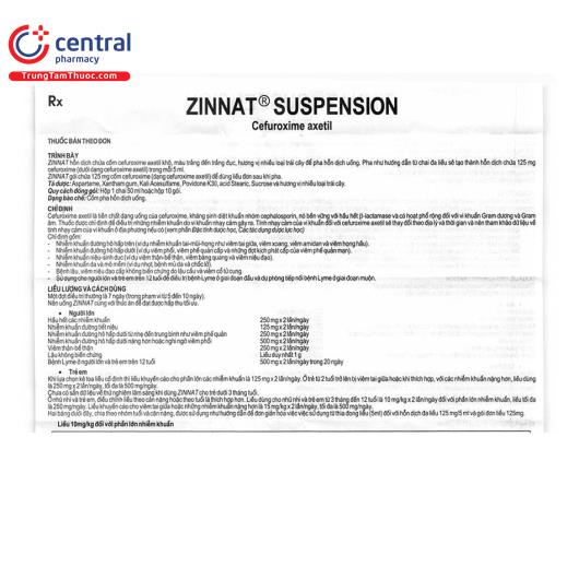 Thuốc Zinnat Suspension 125mg (gói) - Kháng khuẩn hiệu quả