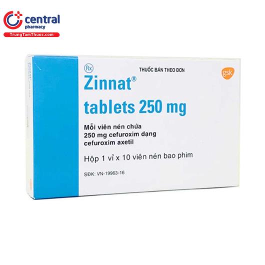 Thuốc Zinnat tablets 250mg - kháng sinh điều trị nhiễm khuẩn