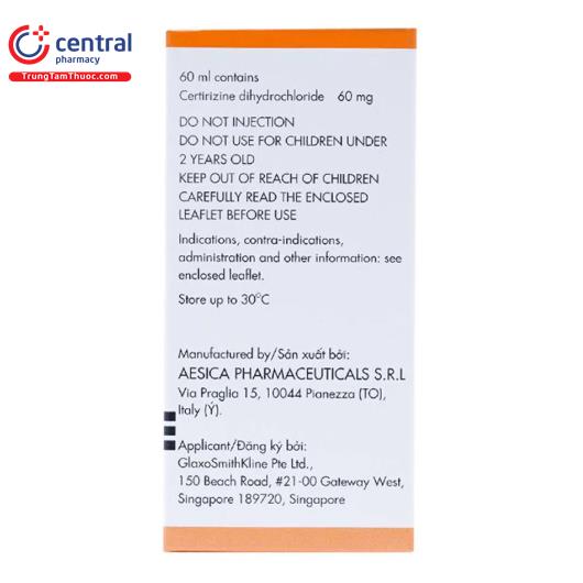 Thuốc Zyrtec Siro 60ml: Cách dùng – liều dùng, lưu ý khi sử dụng