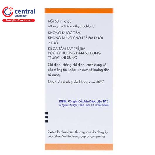 Thuốc Zyrtec Siro 60ml: Cách dùng – liều dùng, lưu ý khi sử dụng