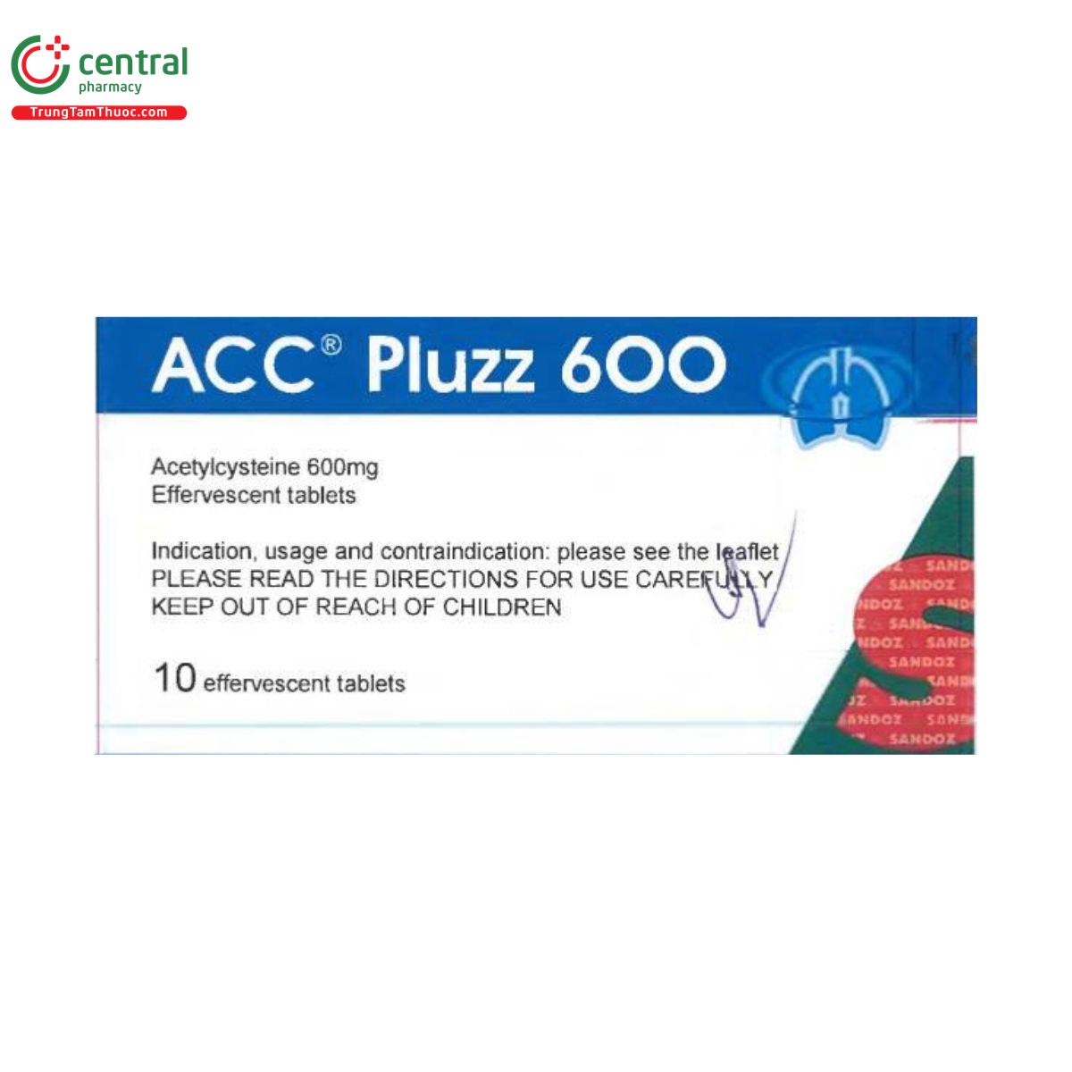 Thuốc Acc Pluzz 600 điều trị rối loạn tiết dịch phế quản đường hô hấp